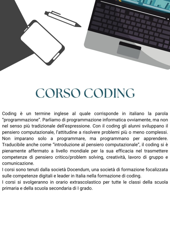 Corso Coding | Scuola Monte Calvario
